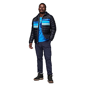Cotopaxi Fuego Down Hooded Jacket - Men's Black & Pacific Stripes Medium