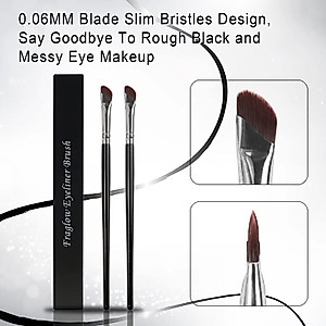 FRAGLOW Eyeliner Brush Fine Angled - PRO Precision Gel Eye Liner Makeup Brush -Ultra Thin Slanted Flat Angle - Premium Quality - Cruelty Free Synthetic Bristles