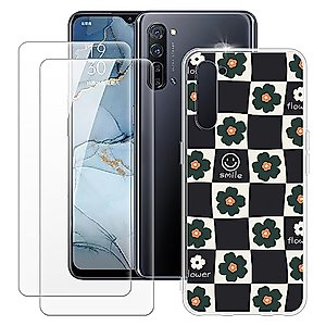 MILEGAO Oppo Reno 3 Case + 2PCS Screen Protector Tempered Glass, Ultra Thin Bumper Shockproof Soft TPU Silicone Cover Case for Oppo Reno 3 5G (6.4”)
