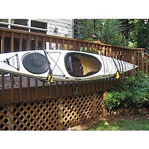 Suspenz Deluxe Kayak Canoe SUP Storage Rack, Adjustable Wall Hangers/Hooks, Indoor & Outdoor Use, Safety Straps, Stores Boats Up to 125 lbs (11-0111)