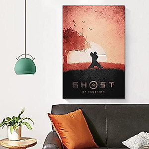 XINYUELONG Samurai Ghost of Tsushima Poster Canvas Wall Art Painting Posters Decoration Room Decor Unframe 12x18inch(30x45cm)