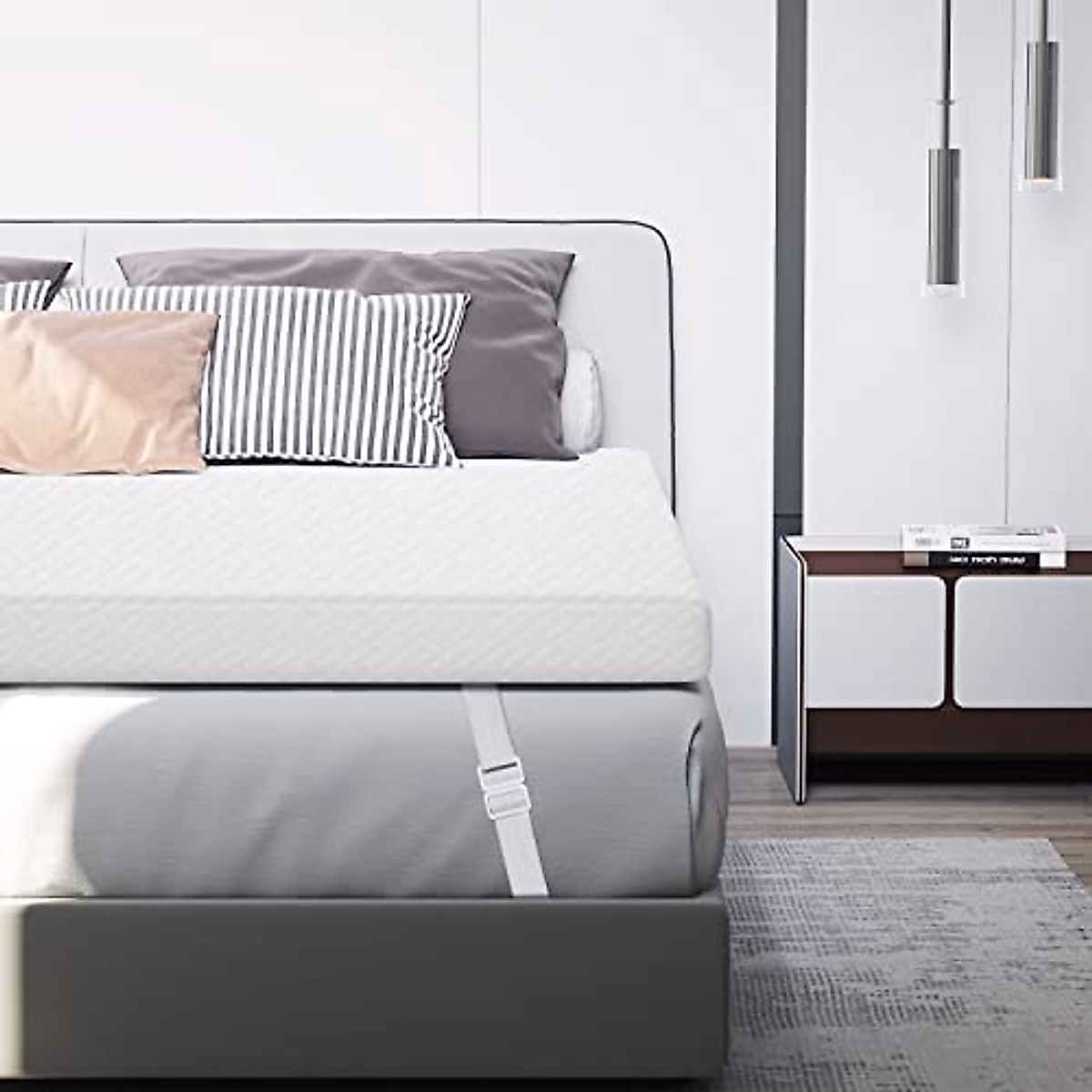 Memory Foam Mattress Topper,3 Inch Gel Infusion Egg Crate,with Removable, Washable Bamboo Rayon Cover,Anti-Slip Bottom & Straps,CertiPUR-US Certified,by Joyride Sleep(Queen Size)