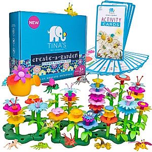 Flower Garden Building Toys Set, Educational Stem Toys for 3, 4, 5, 6 Year Old Girl, Arts and Crafts for Girls, Toddler Building Birthday Gift, Easter, Montessori Kindergarten Learning Kit for Kids