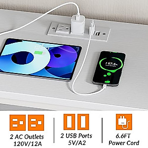 Furologee White TV Stand for Bedroom with Outlet for 55" TV, Long 45" Console Sofa Table with 5 Drawers, Entryway Table with Storage Shelves, Tall Entertainment Center for Living Room, Hallway