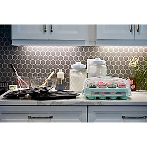 Top Shelf Elements Cupcake Carrier With Two Muffin Pan/Cupcake Pan Stylish Cupcake Carrier With Handle Carrier Holds 24 Cupcakes Muffin Tin Holds 12 Cupcakes Non Stick Cupcake Tray For Baking (Green)