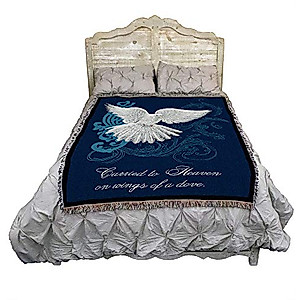 Pure Country Weavers Carried to Heaven on Wings of a Dove Blanket by Sherri Buck Baldwin - Sympathy Bereavement Gift Tapestry Throw Woven from Cotton - Made in The USA (72x54)