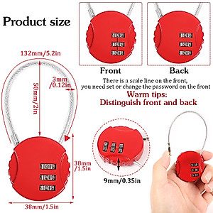 4 Pcs Combination Lock, 3 Digit Combination Padlock Code Lock with Wire Rope Outdoor Waterproof Padlock for Backpack Suitcase Door Sports Locker (Black, Red, Blue, Silver)