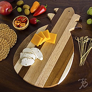 Totally Bamboo Rock & Branch Series Shiplap Pineapple Shaped Wood Serving and Cutting Board | Great for Wall Art