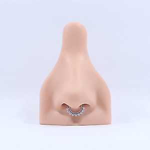 FANSING 16g 8mm Septum Rings for Women Surgical Steel Septum Jewelry 16 Gauge 9 Cubic Zirconia Spike Septum Hoop Silver