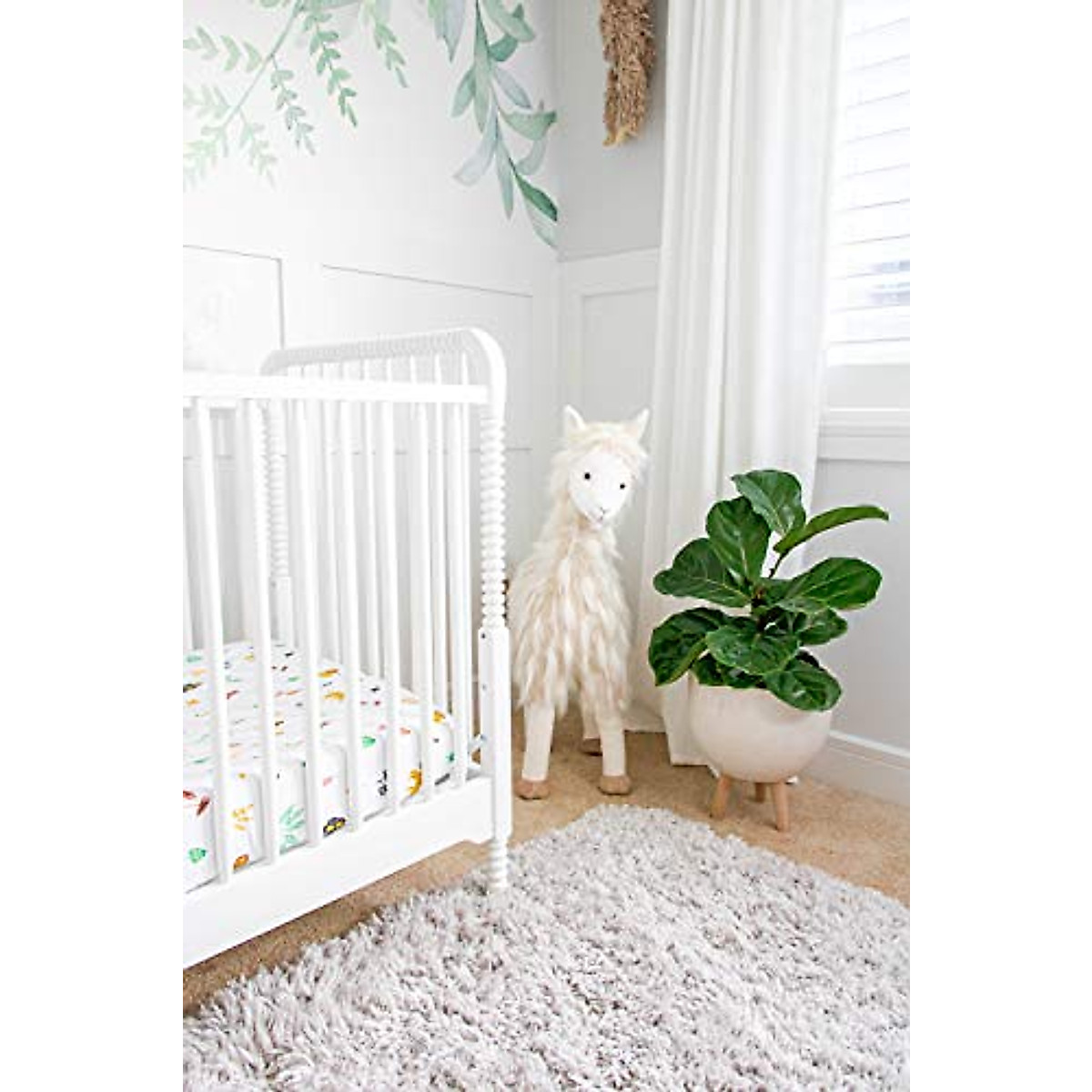 Safari Crib Sheet Fitted Organic, 100% Cotton GOTS Soft Jersey Jungle Animal Crib Sheets, Jungle Safari Animals Baby and Toddler Bedding for Boys and Girls (Jungle)