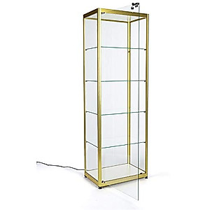 Displays2go Illuminated Tempered Glass Showcases – Gold (DCKDMT24G)