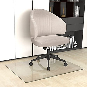 CONGUILIAO Glass Chair Mat, 36" x 46" Tempered Glass Office Chair Mat for Carpeted or Hardwood Floors, Computer Chair Mat Floor Protector Mat, Effortless Rolling, Easy to Clean (Transparent)