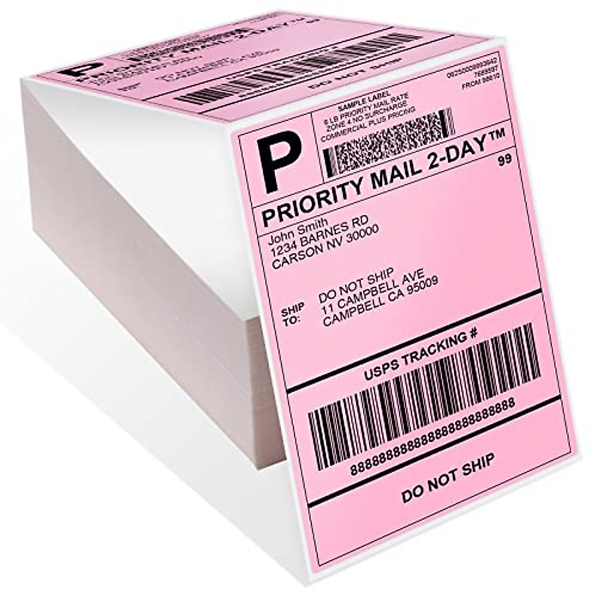 Phomemo Pink Label Printer, Thermal Label Printer for Shipping Packages, Shipping Label Printer with 4X6'' Direct Thermal Shipping Labels，500 Fan-Fold Labels