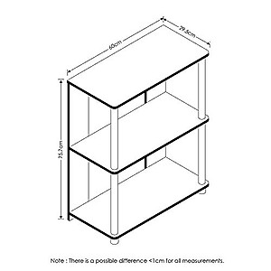 Furinno JAYA Simple Design 3-Tier Bookcase / Bookshelf / Display Rack, Plastic Tubes, Walnut