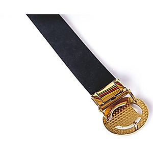 Old John Leather Men's Luxury Gold Tiger Buckle 35-mm Italian Leather Belt (105cm/41.3inch(34-36), Black)