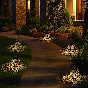2 Pack Solar Lanterns Outdoor Waterproof, Outdoor Hanging Solar Lanterns Warm White Garden Lanterns Patio Halloween Decor for Garden Landscape Decoration (Flower 2 Pack)