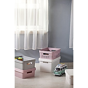 CURVER Infinity 17L Recycled Storage Basket - Multi-Use Stackable and Interlocking Storage - 35.5 x 26.7 x 13.7 cm, Pink