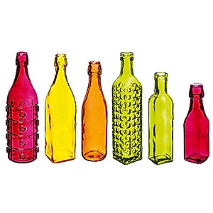 Evergreen Garden Summer Spray Painted Colorful Glass Decorative Bottles, Set of 6-18 x 15 x 5 Inches Fade and Weather Resistant Outdoor Decoration for Homes, Yards and Gardens