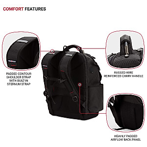 SwissGear Tool Bag Backpack, Fits Up to 17-Inch Laptop, Work Pack PRO, Black