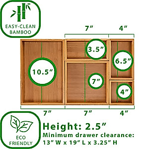 Seville Classics Bamboo Premium Organizer Storage Bins for Kitchen Silverware, Pantry, Closet, Office Desk, Pens, Utensils, Makeup, K Cup, Bamboo, Bin Set (5 Piece)