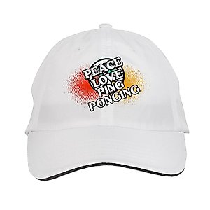 Makoroni - Peace Love PING PONGING Hat Adjustable Cap, DesN46 White