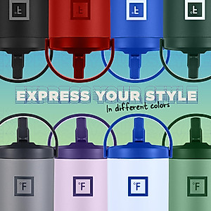 IRON °FLASK Sidekick Insulated Water Tumbler w/Straw & Foldable Handle - Stainless Steel Leak-Proof Bottle, Non-Slip Base & Fits Cup Holders for Hot, Cold Drinks - Travel Mug - 30 Oz, Aurora