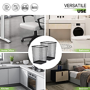 Magshion 5 Gallon Small Mesh Trash Can, Open-Top Metal Garbage Bin Container, Trash Wastebasket for Kitchen, Bathroom, Bedroom and Outdoor, Black