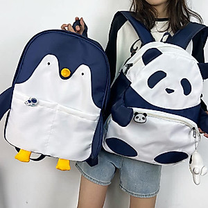 KOWVOWZ Kawaii Frog Large Novelty Backpack Girl Boy Teen Cute Fuuny Panda Animal High School Backpack Laptop Waterproof Bookbag (Penguin)