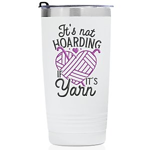 Onebttl Funny Crochet Gifts for Women, Crochet Lovers, 20oz/590ml Stainless Steel Insulated Tumbler with Lid, Knitting Gift for Birthday, Christmas - Hoarding (White)