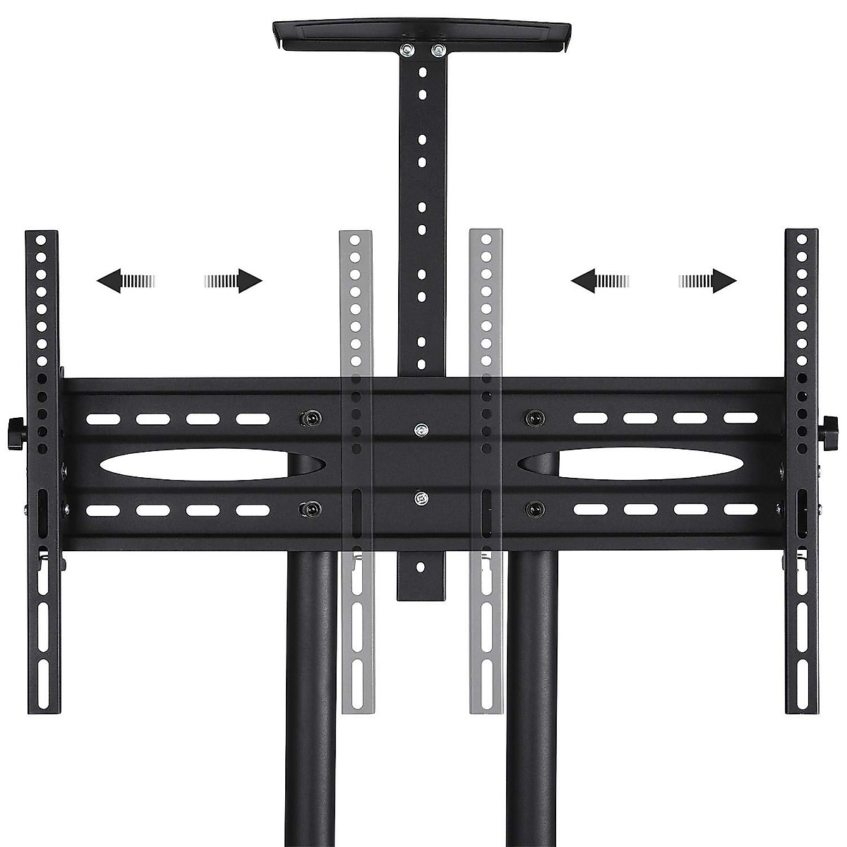 Yaheetech Adjustable Mobile TV Stand Rolling TV Cart Mount Universal fits 32 to 75 inch for LCD LED Plasma Flat Panel Screen with Locking Wheels and Storage Shelves