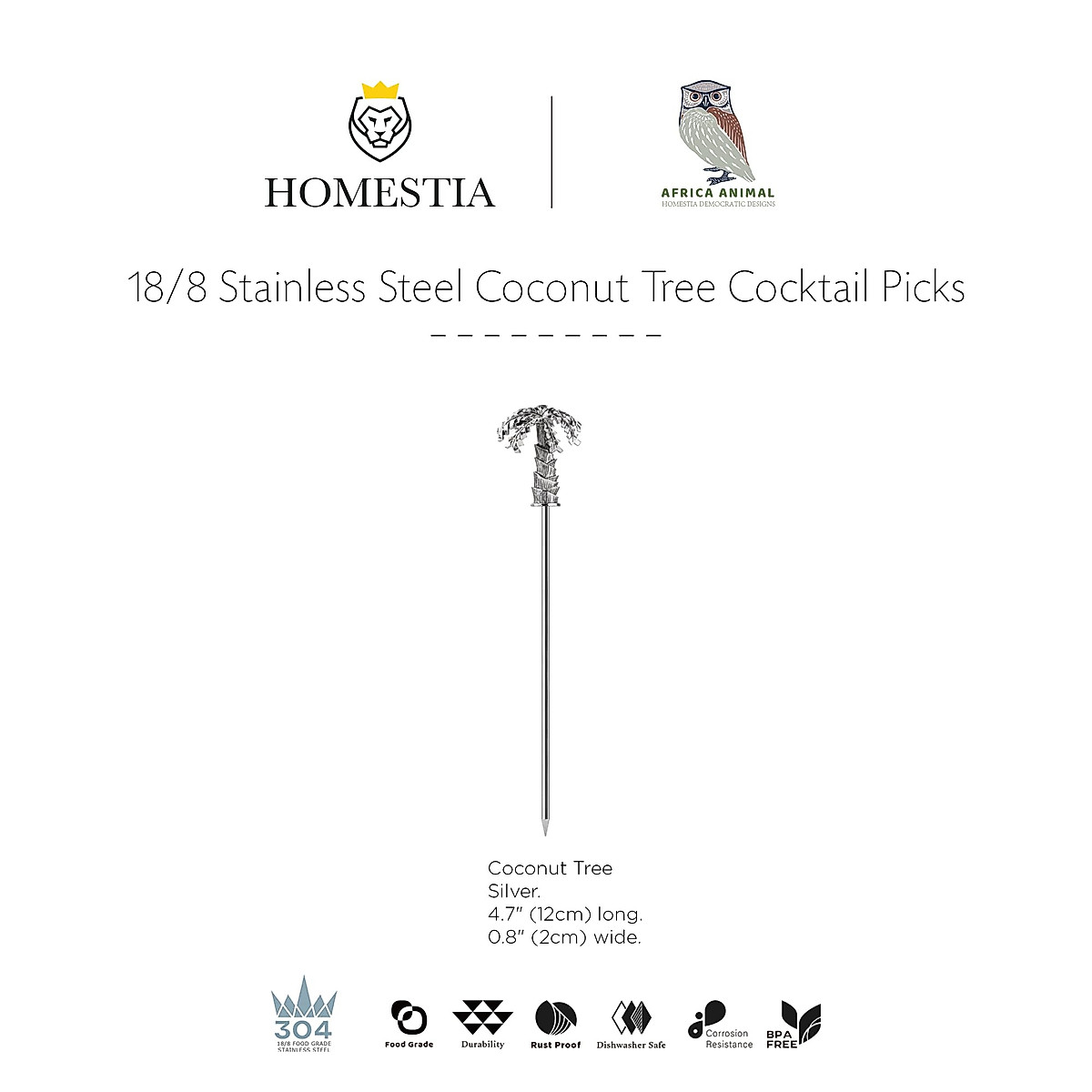 Homestia 6Pcs Metal Cocktail Picks for Drinks, Palm Tree Martini Picks Olive Martini Picks Cocktail Accessories for Drinks, 4.7" Retro Art Deco Cocktail Toothpicks Cocktail Garnish Cocktail Swords