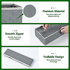 homsorout Sock Underwear Organizers, 6 Packs Drawer Organizers for Clothing, Foldable Dresser Drawer Organizer, Closet Organizers and Storage Bins for Socks, Bras, Underwear (Grey)