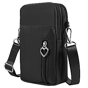 Women Cell Phone Crossboy Purse Small Shoulder Bag Wallet Pouch for Samsung Galaxy A33 A53 A03s A52s Z Fold 4 S22 Ultra S21 FE S20 FE S10 Google Pixel 6a 6 5 4a 5G OnePlus Nord N20 5G (Black)