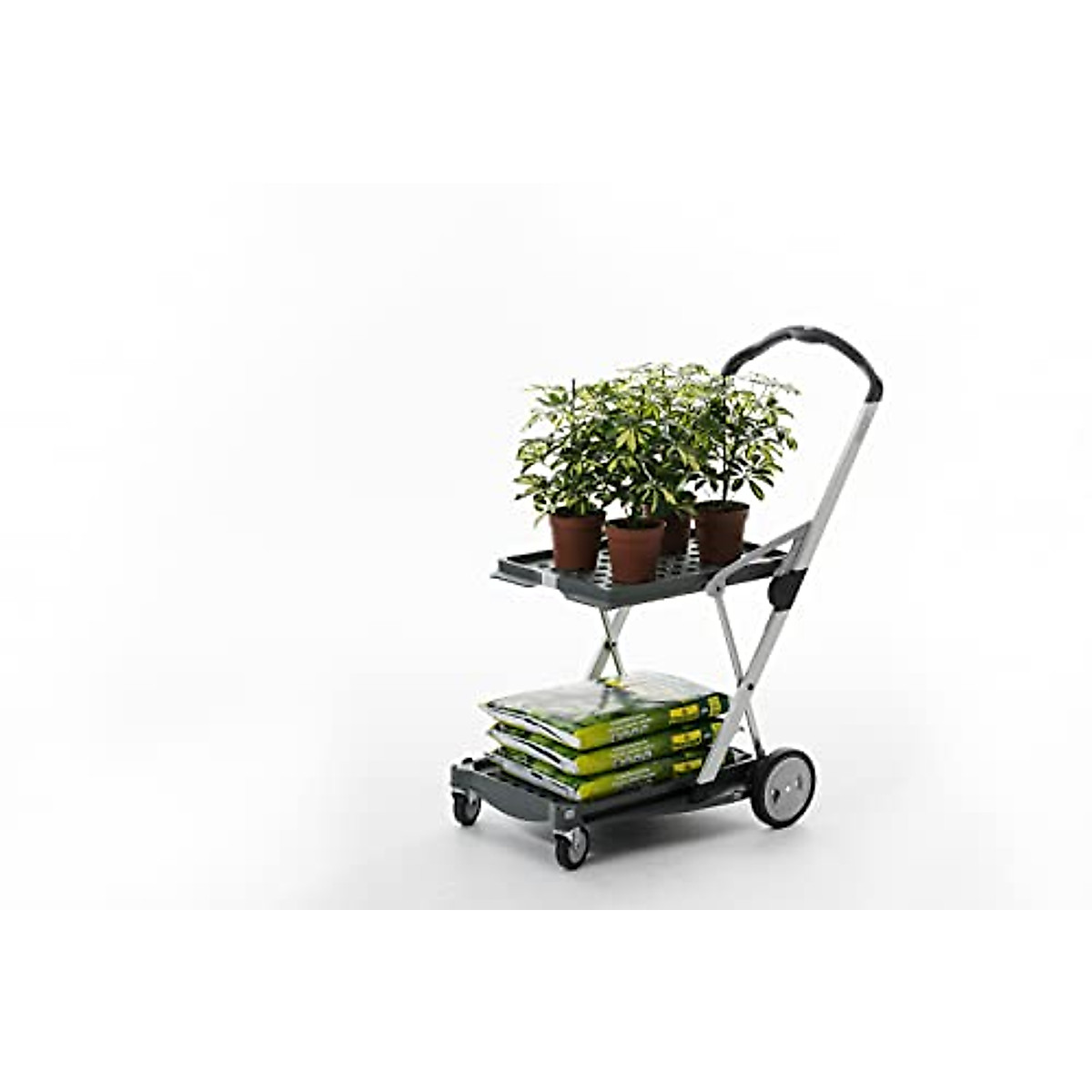 CLAX® The Original | Made in Germany | Multi use Functional Collapsible Carts | Mobile Folding Trolley | Shopping cart with Storage Crate | Platform Truck (Grey)