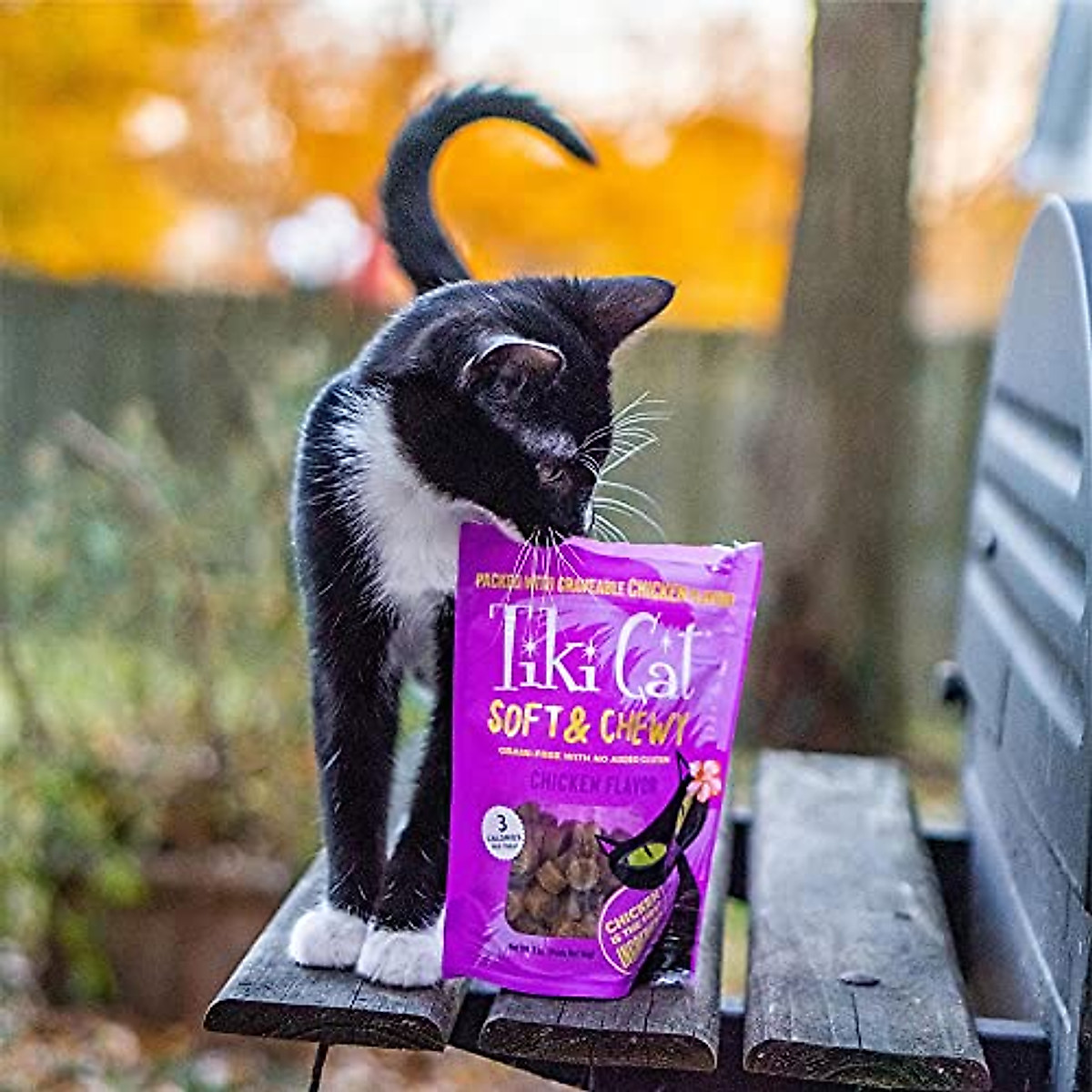 Tiki Cat Grain Free Soft & Chewy Low Calorie Treats for Cats & Kittens - Chicken 2 oz. Bags 8 Pack