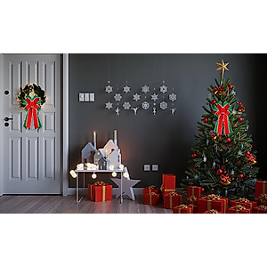 Threetols 2 Rolls 10 Yards Christmas Wired Edge Ribbons, 2.5inch Red Green Velvet Ribbons, Solid Color Ribbon for Xmas Christmas DIY Craft Winter Wreath Bow New Year Party Deco