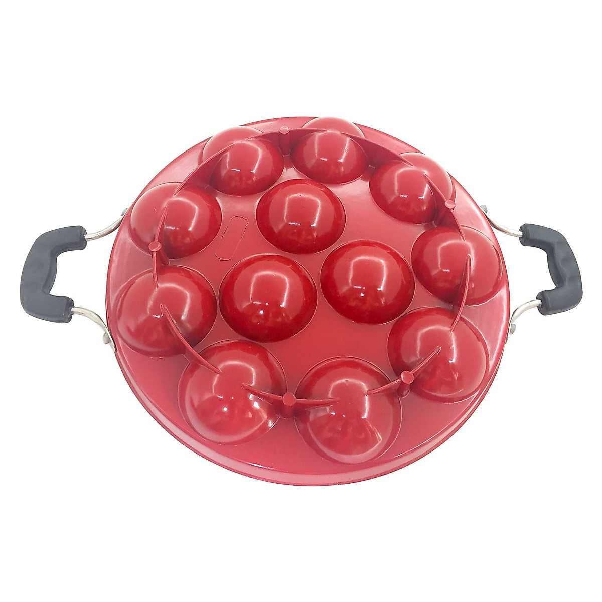 DBY Appam Pan Non Stick Appam Patra 12 Pits Appam Maker Appam Patra Paniyaram Pancake Pastry Pan Appachetty with 2 Side Handle And Stainless Steel Lid