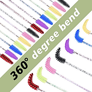 300 Pieces Disposable Eyelash Brushes with Spiral Design Multi-color Mascara Wands Portable Makeup Applicator Kit for Eyelash Extensions and Eyebrow Brush (Black)