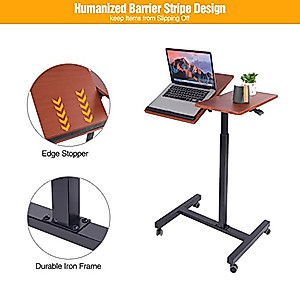 ALUPOM Rolling Laptop Stand Desk,Height & Angle Adjustable Mobile Table Workstation with Locking Wheels for Office Home Couch, 24.8"(L) x17(W)