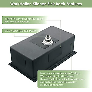 Davivy Kitchen Sink Combo, SUS304 Stainless Steel Single Bowl Workstation Prep Kitchen Sinks (Undermount(27"L x 18"W x 10"D), Stainless Steel)