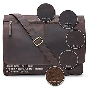 LUXEORIA Leather Briefcase Shoulder Bag for Women & Men, Over the Shoulder Bag for Women Crossbody & Mens Briefcase Office Bag for Travel | Opulent - Dark Brown