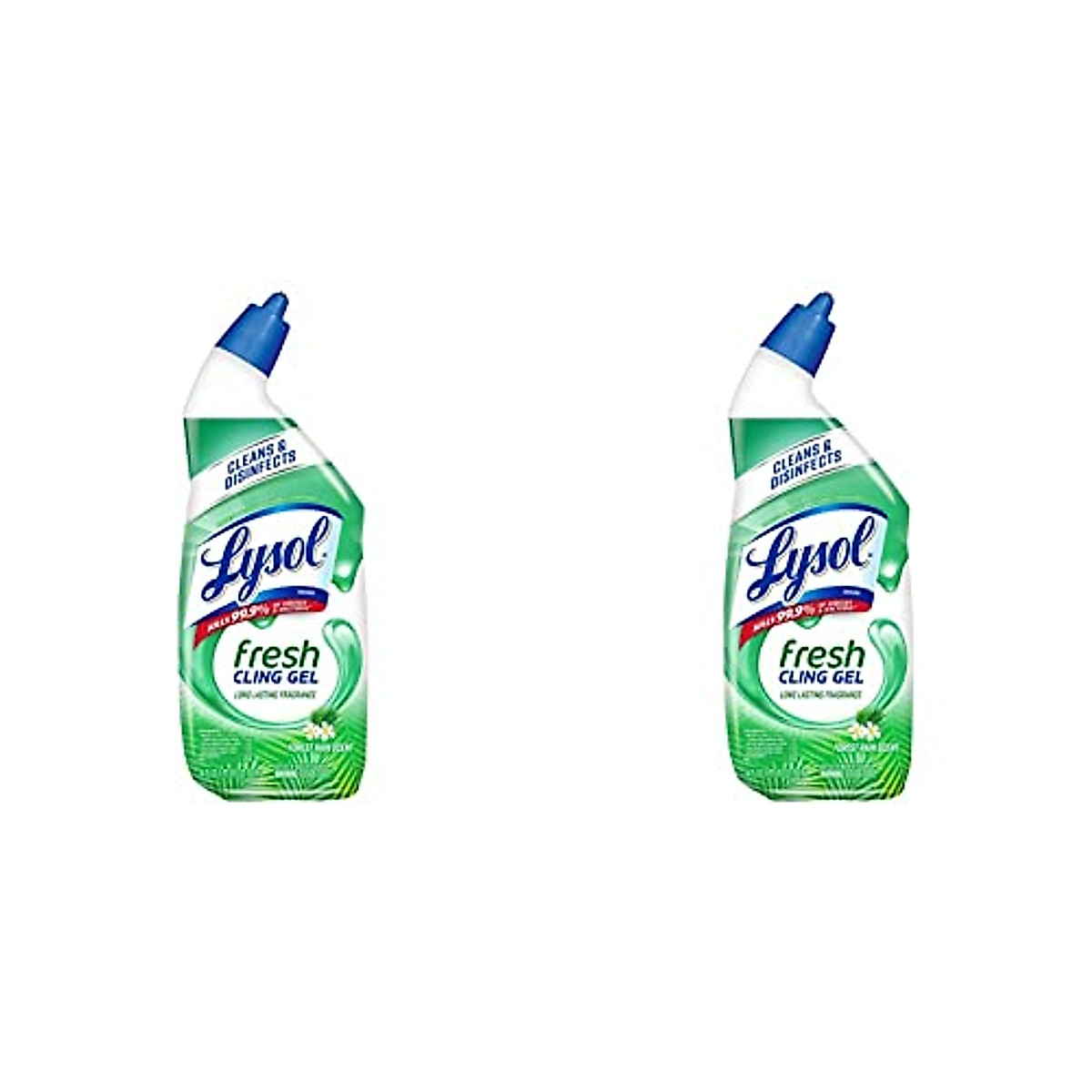 Lysol Toilet Bowl Cleaner Gel, For Cleaning and Disinfecting, Stain Removal, Forest Rain Scent, 24oz (Pack of 2)