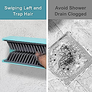 Shower Hair Catcher Wall, Dazzlewings Hair Catcher, Hair Trap for Shower Drain, Bathroom Wall Hair Collector for Bathtub Drain Reusable(Blue)