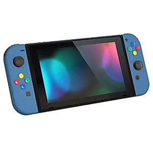 eXtremeRate DIY Replacement Shell Buttons for Nintendo Switch & Switch OLED, Airforce Blue Custom Soft Touch Housing with Corlorful Button for Joycon Handheld Controller - Console Shell NOT Included