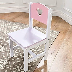 KidKraft Wooden Heart Table & Chair Set with 4 Storage Bins, Children's Furniture – Pink, Purple, White, Gift for Ages 3-8, 30.4 x 22.4 x 19.5