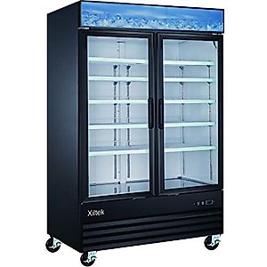 Xiltek Double Door Upright Commercial Display Freezer - Large Capacity Glass Door Merchandiser Freezer 45 CU Ft.