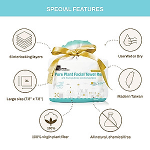 Premium Quality Plant-based Disposable Facial Wipes - 240 Ct, Soft, Baby Wipes, Cleansing Facial Towelette, Makeup remover wipes, Ultra Absorbent and Durable, Chemical-Free Lint-free