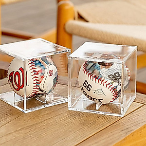 Baseball Display Case, UV Protected Acrylic Cube Baseball Holder Square Clear Box Memorabilia Display & Storage Sports Official Baseball Display Case - Autograph Display - Fits Official Size Ball