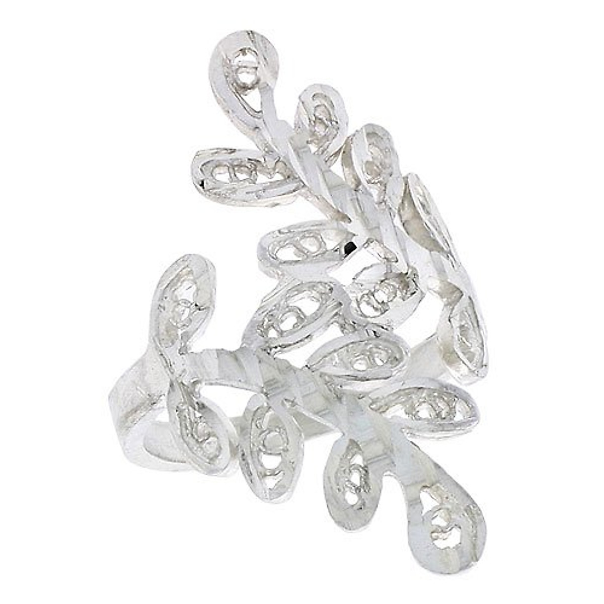 Sterling Silver Leaf Vine Filigree Ring, 1 1/16 inch, size 9
