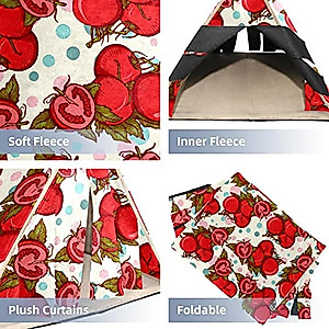Y-DSIWX Guinea Pig Hideout House Bed, Hand Drawn Red Tomato Dots Pattern Rabbit Cave, Squirrel Chinchilla Hamster Hedgehog Nest Cage
